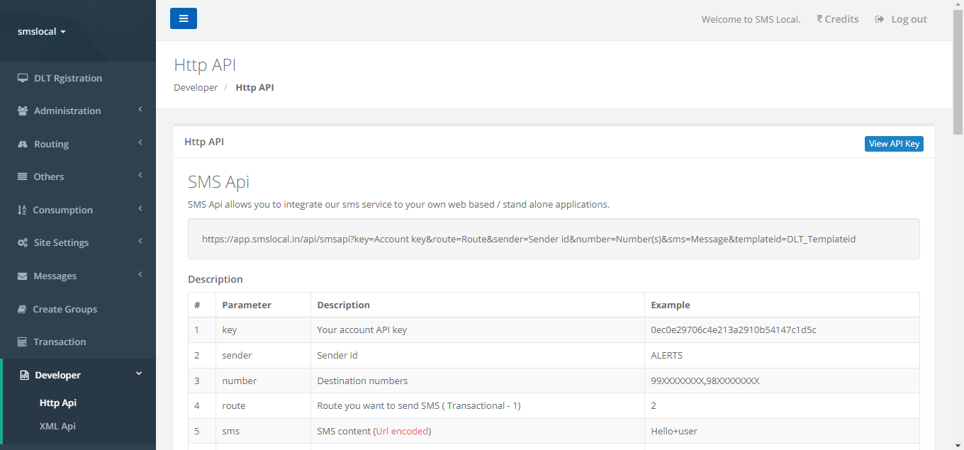 Developer - smslocal